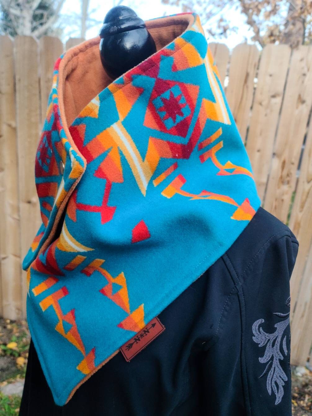 Large Western Wool Cowl in condensed Turquoise Pendleton Wool - Etsy