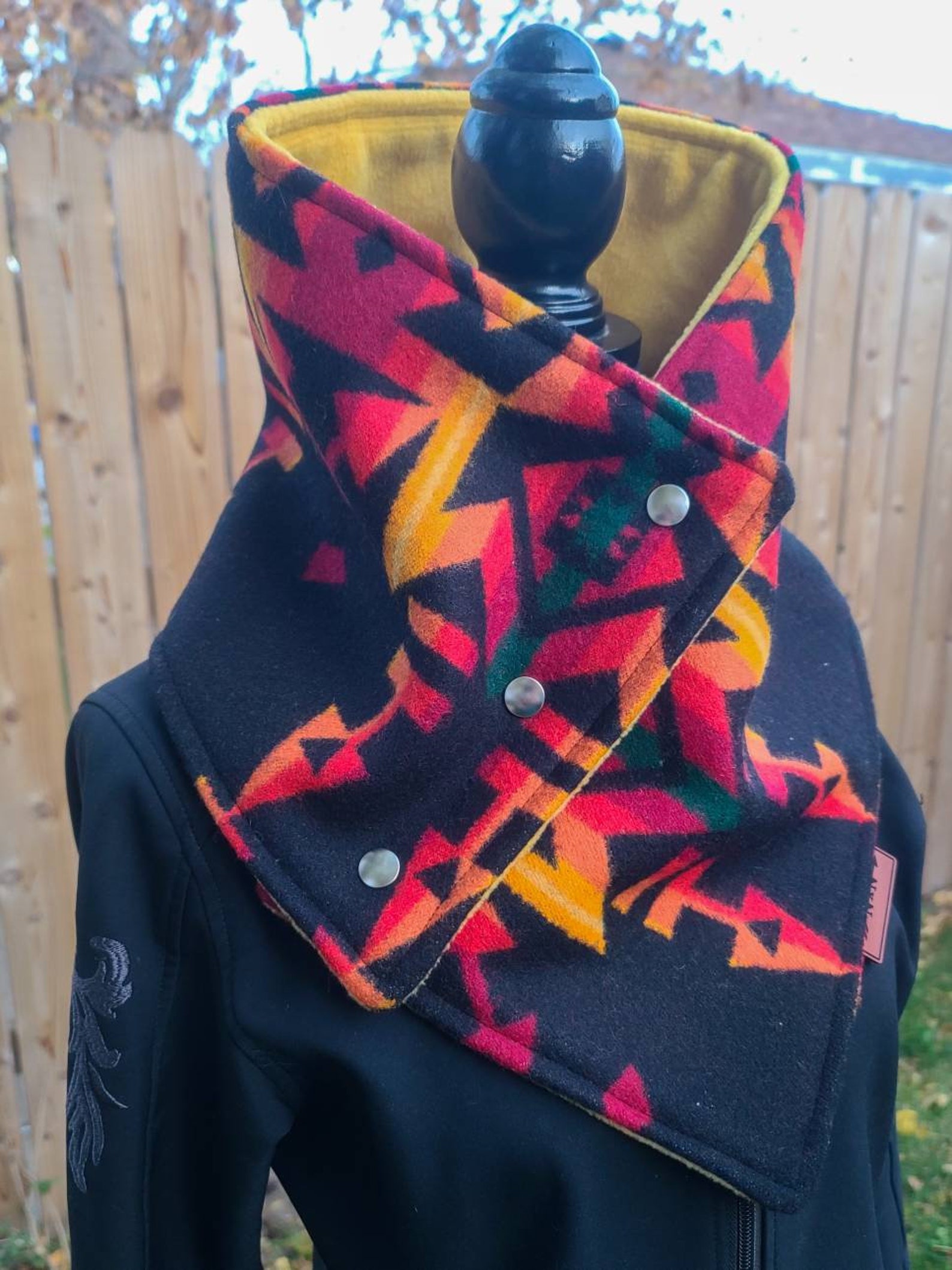 Large Western Wool Cowl in condensed Black Pendleton Wool - Etsy