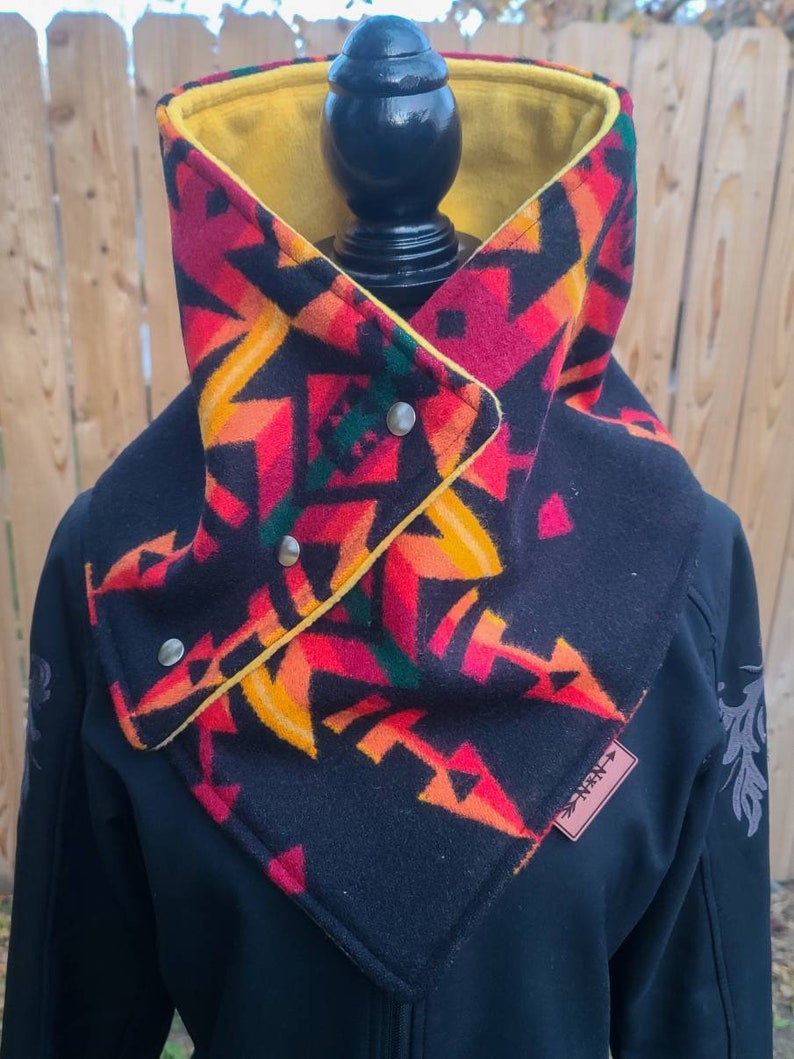 Large Western Wool Cowl in condensed Black Pendleton Wool - Etsy