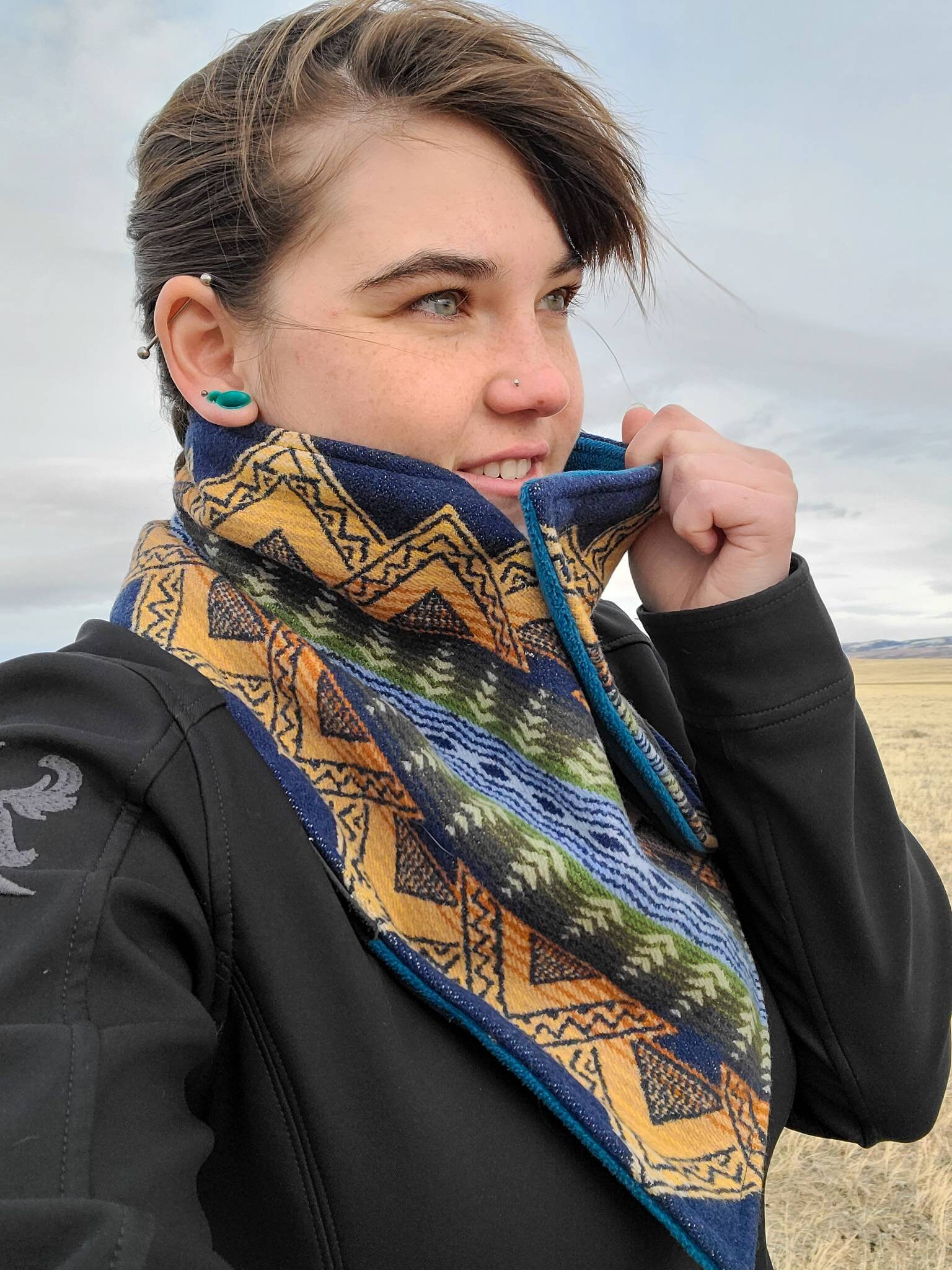 Large Western Wool Cowl in condensed Turquoise Pendleton Wool - Etsy