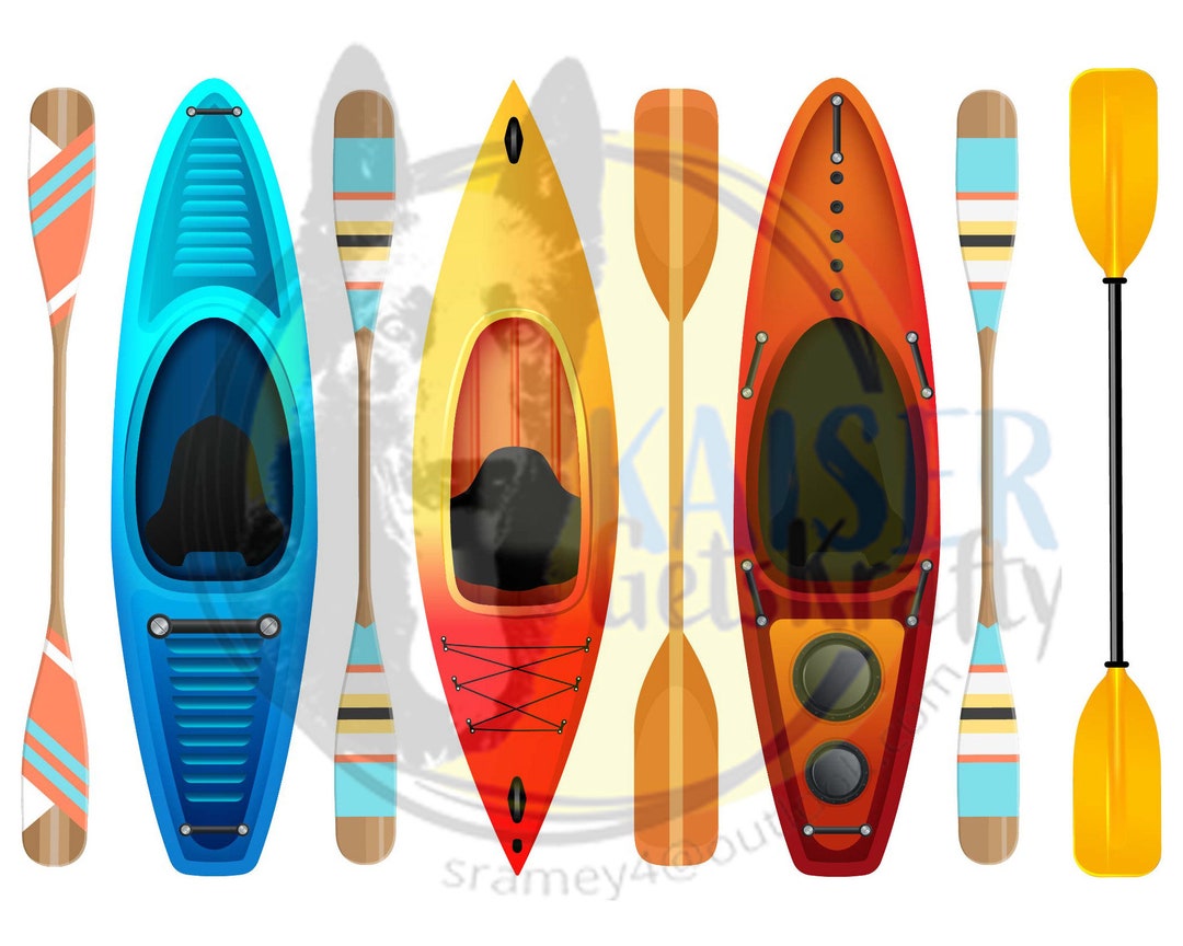 Kayak and Paddle Set Print & Sticker Decals for Outdoor Enthusiasts ...
