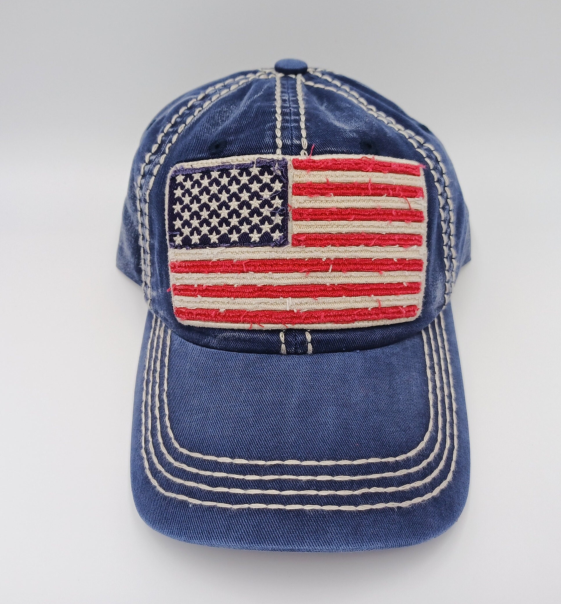 Vintage American Flag Patch Embroidery Baseball Adjustable Cap - Etsy