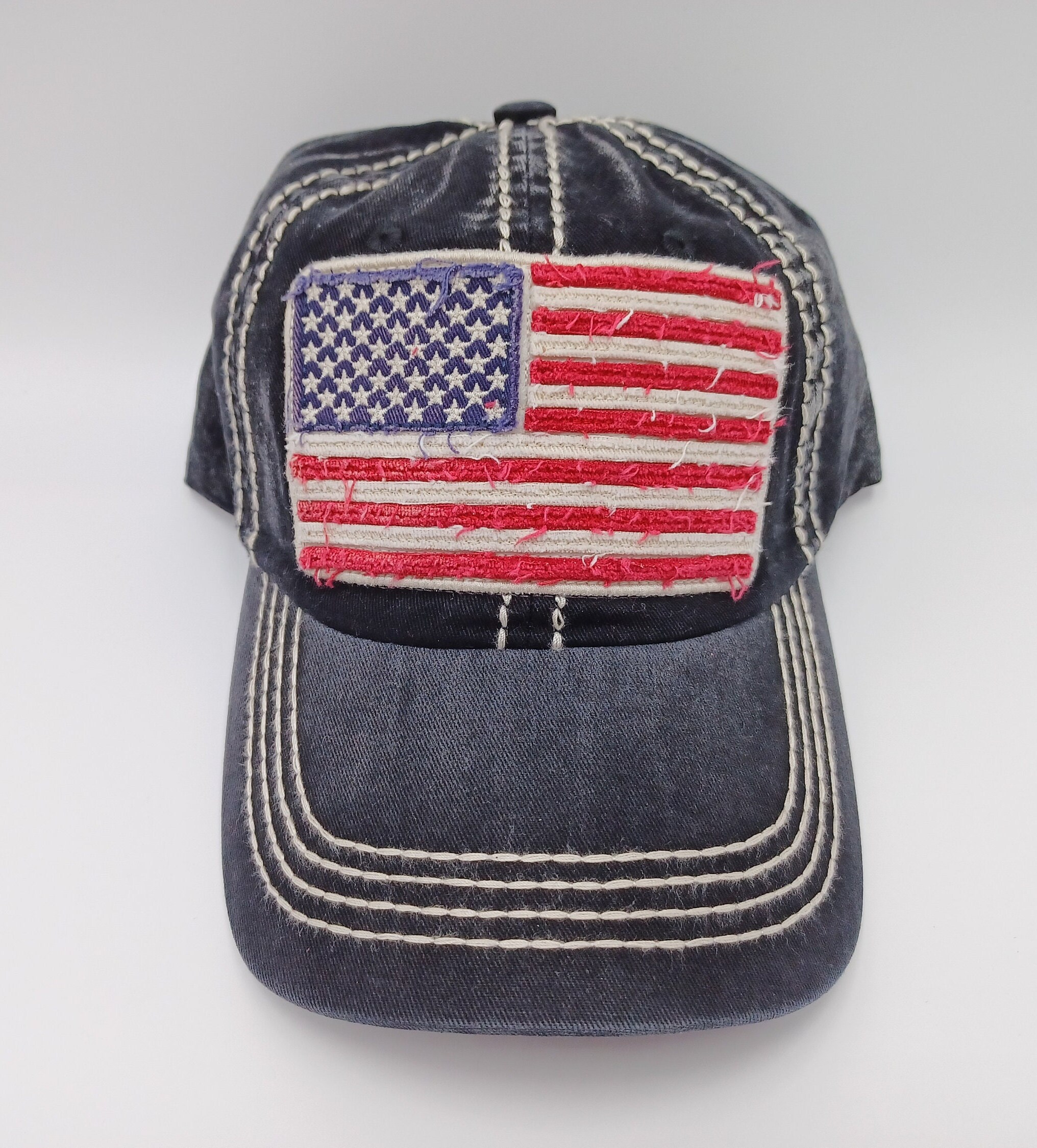 Vintage American Flag Patch Embroidery Baseball Adjustable Cap - Etsy