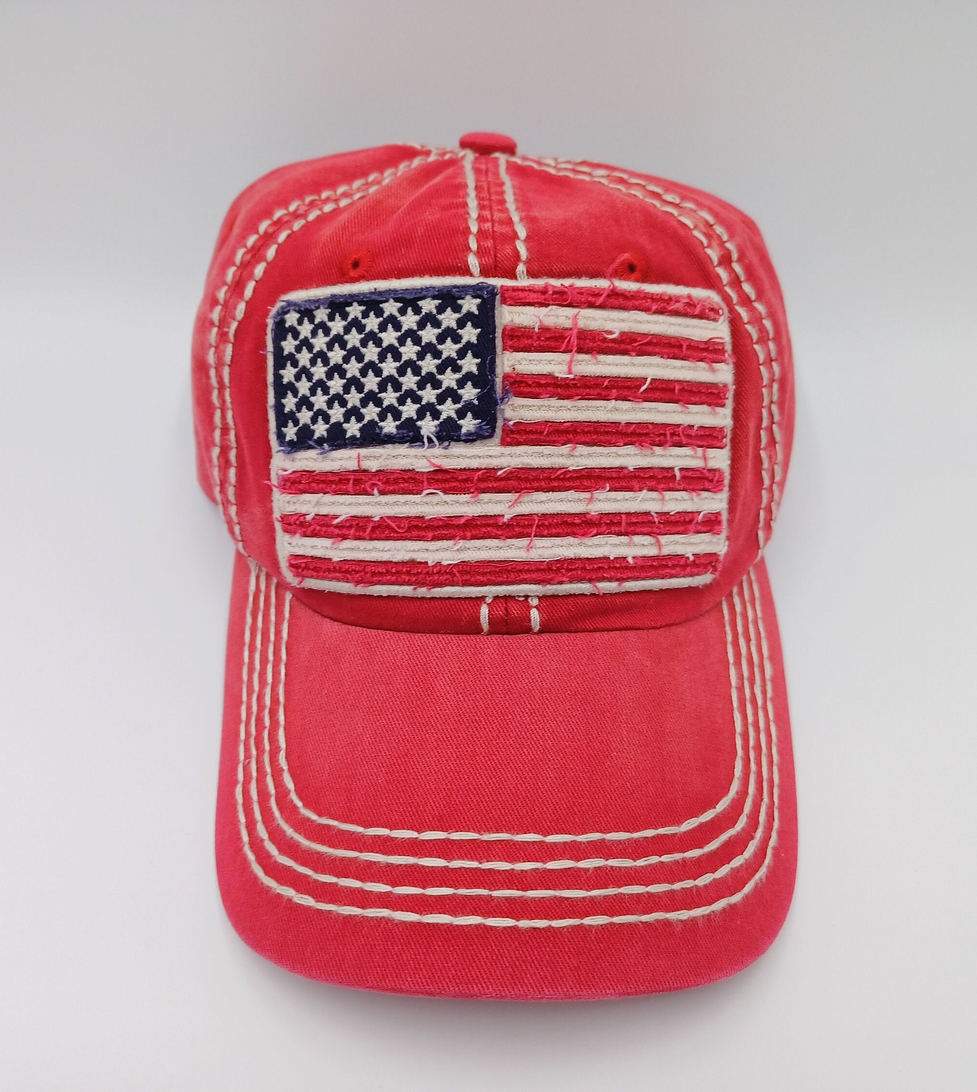 Vintage American Flag Patch Embroidery Baseball Adjustable Cap - Etsy