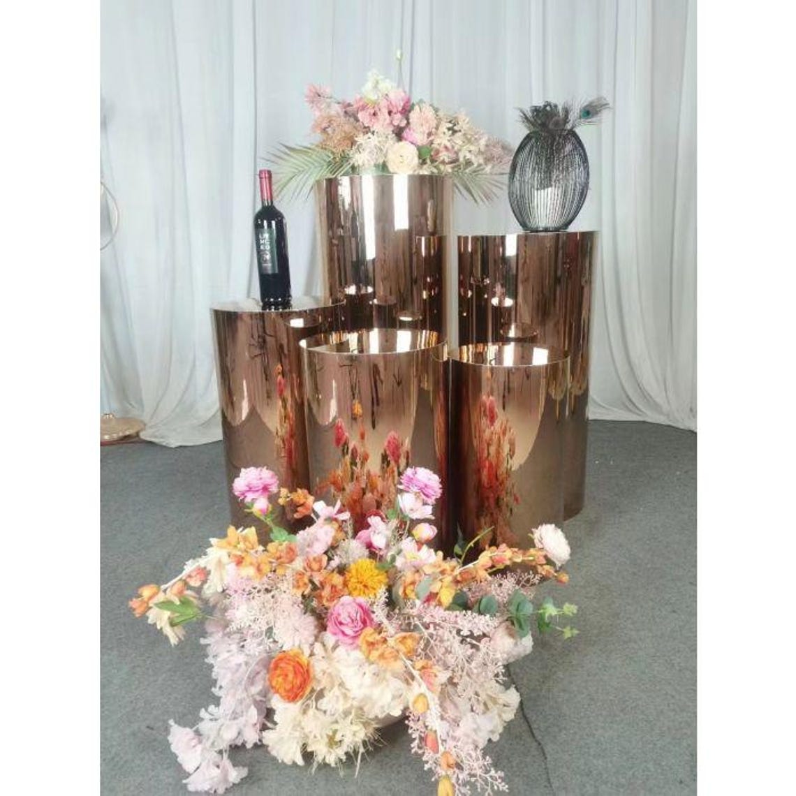 Gold Plating Shining Gold Column Base Display Base, Cylindrical Base ...