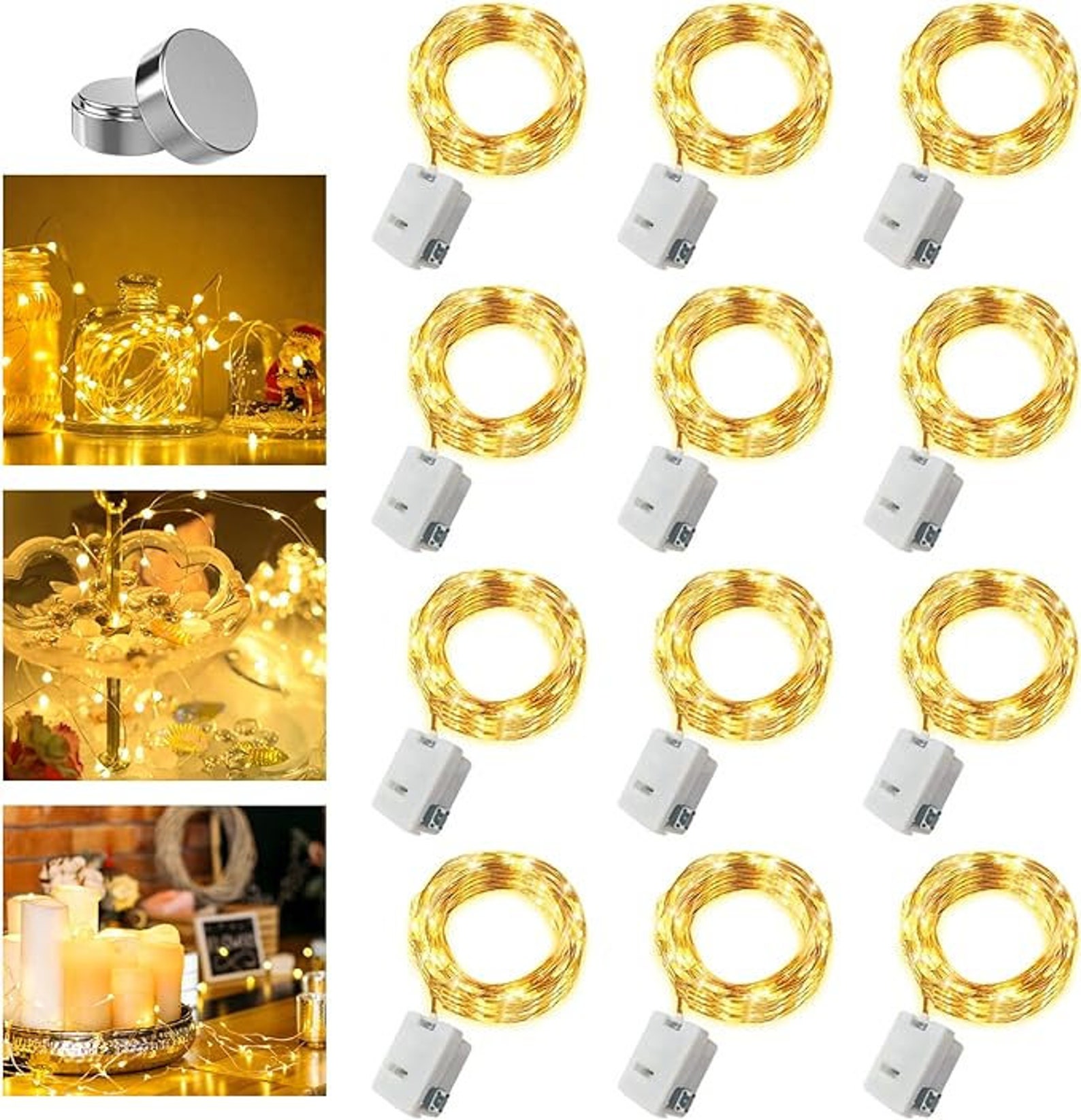 12 Pack (2m)led Twinkle Lights Battery Operated Waterproof - Etsy