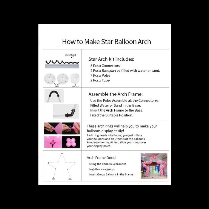 Star Shape Balloon Arch Frame Kit With Column Stand for Party ...