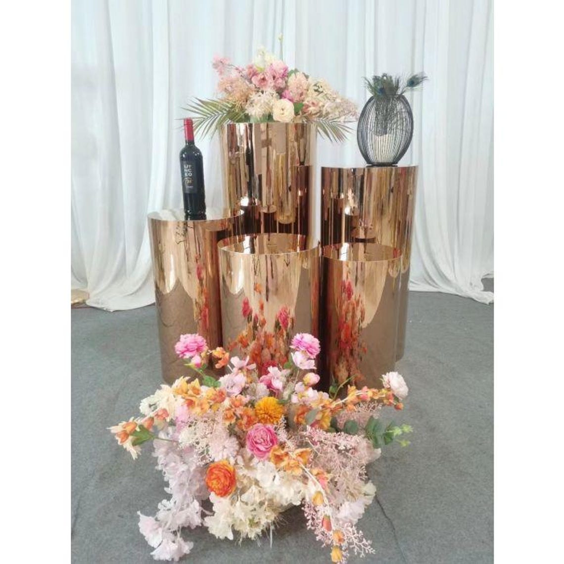 Gold Plating Shining Gold Column Base Display Base, Cylindrical Base ...