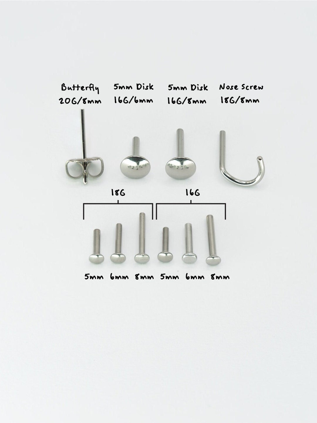 Implant Grade Titanium Posts, ASTM-F136 Threadless Nose Screw, Flat Back Labret, Butterfly ...