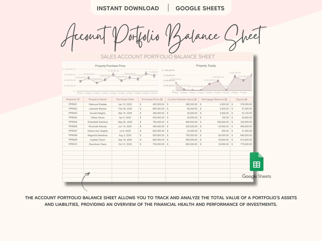Account Portfolio Balance Sheet - Editable Financial Tracker ...
