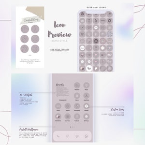 Ios App Icons - Aesthetic Pastel Purple/pink - Round & Square Icons for ...
