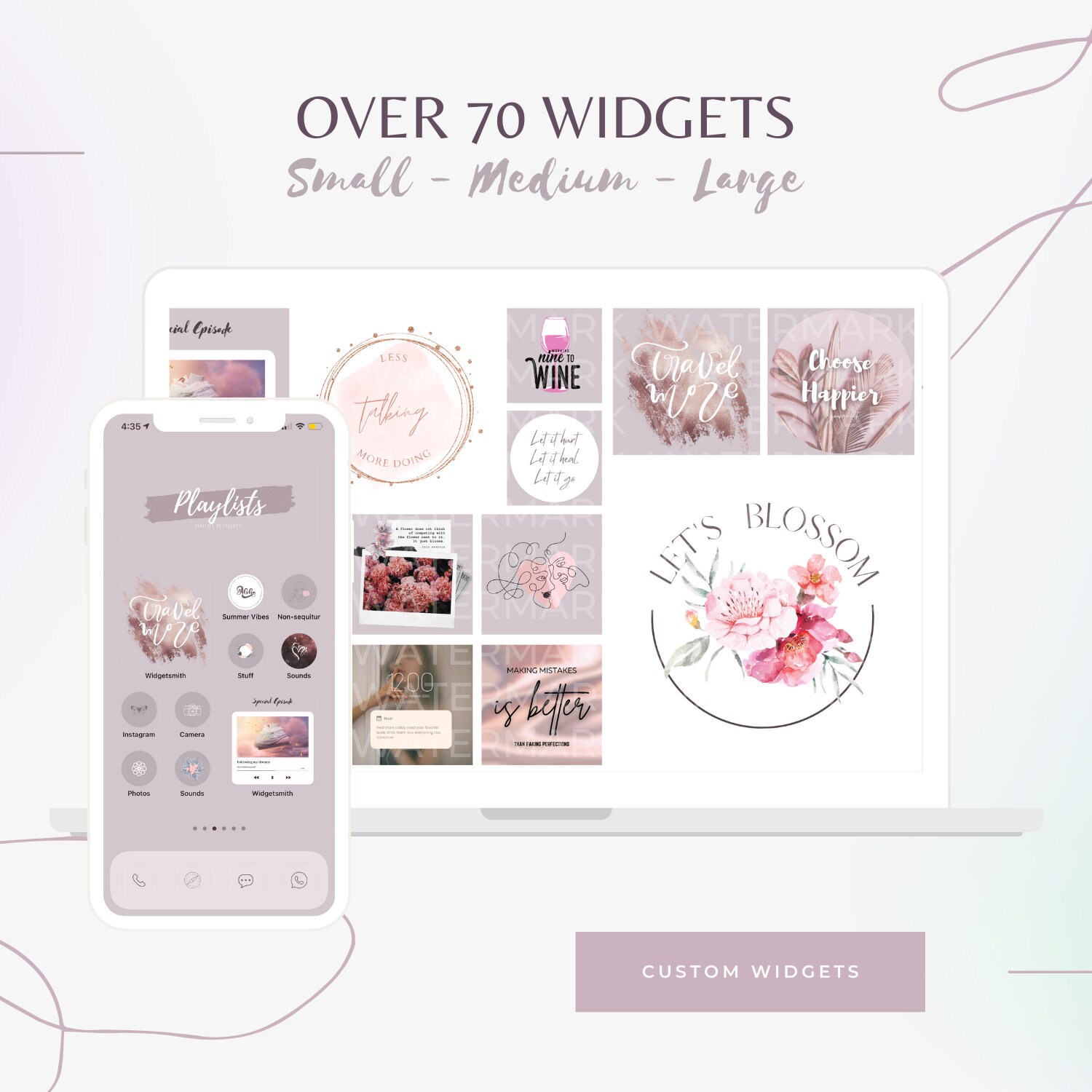 Ios App Icons - Aesthetic Pastel Purple/pink - Round & Square Icons for ...
