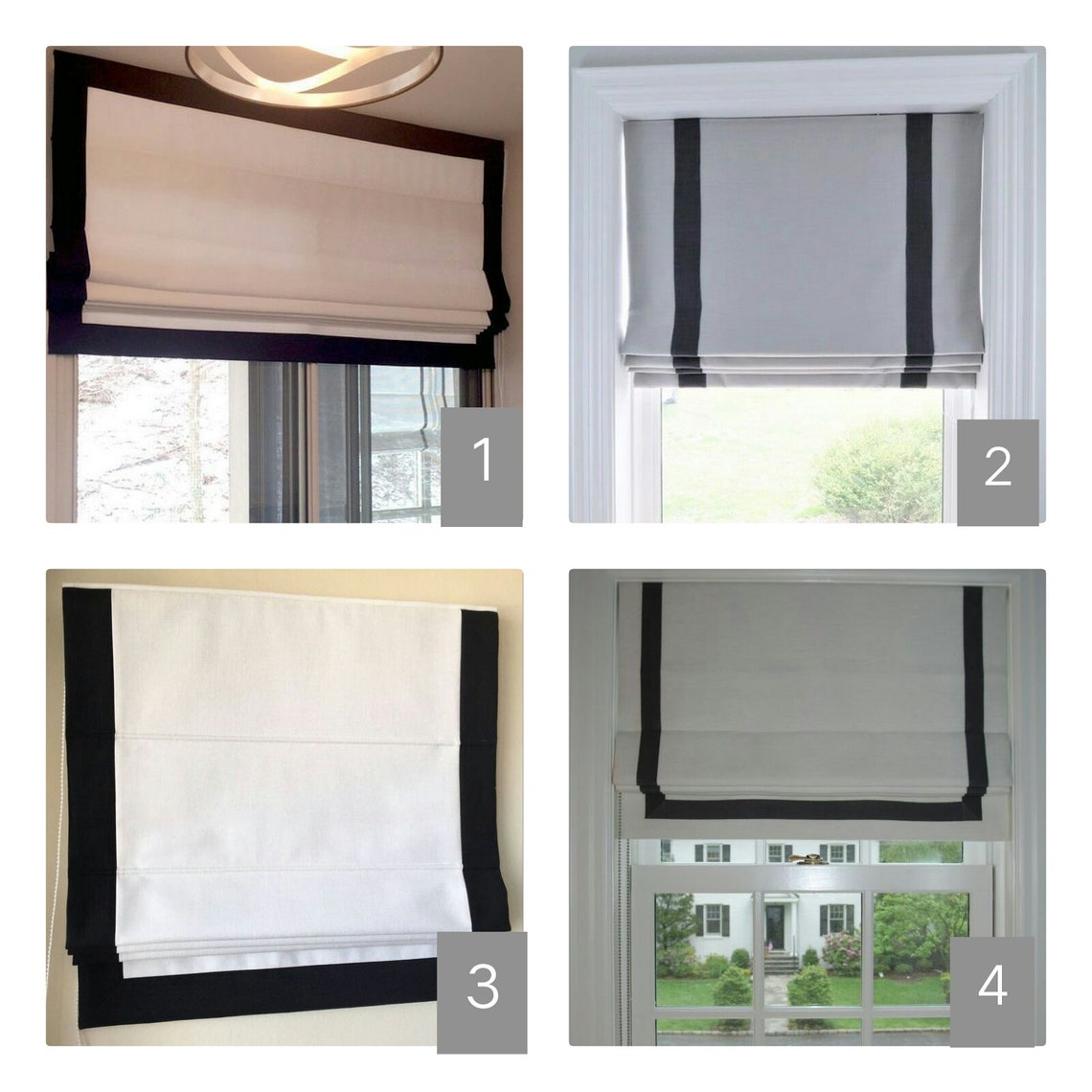 Roman Shades With Trim Custom Made Flat Fold Made to Order - Etsy