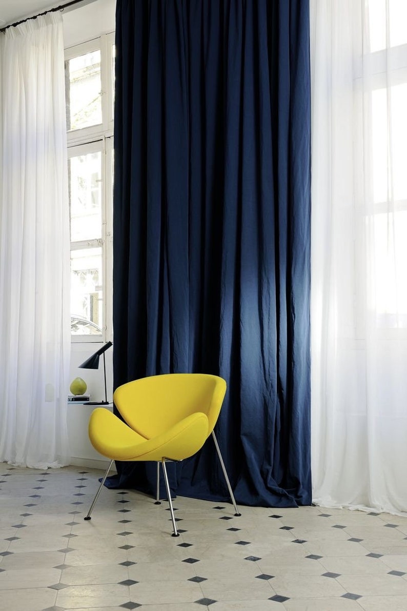 Double Pinch Pleat Blue Velvet Curtain Living Room Custom - Etsy