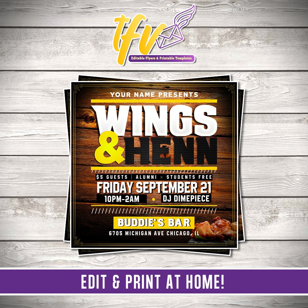 Digital Invitation - Wings & Henn Flyer, Wings and Henn BBQ Social ...