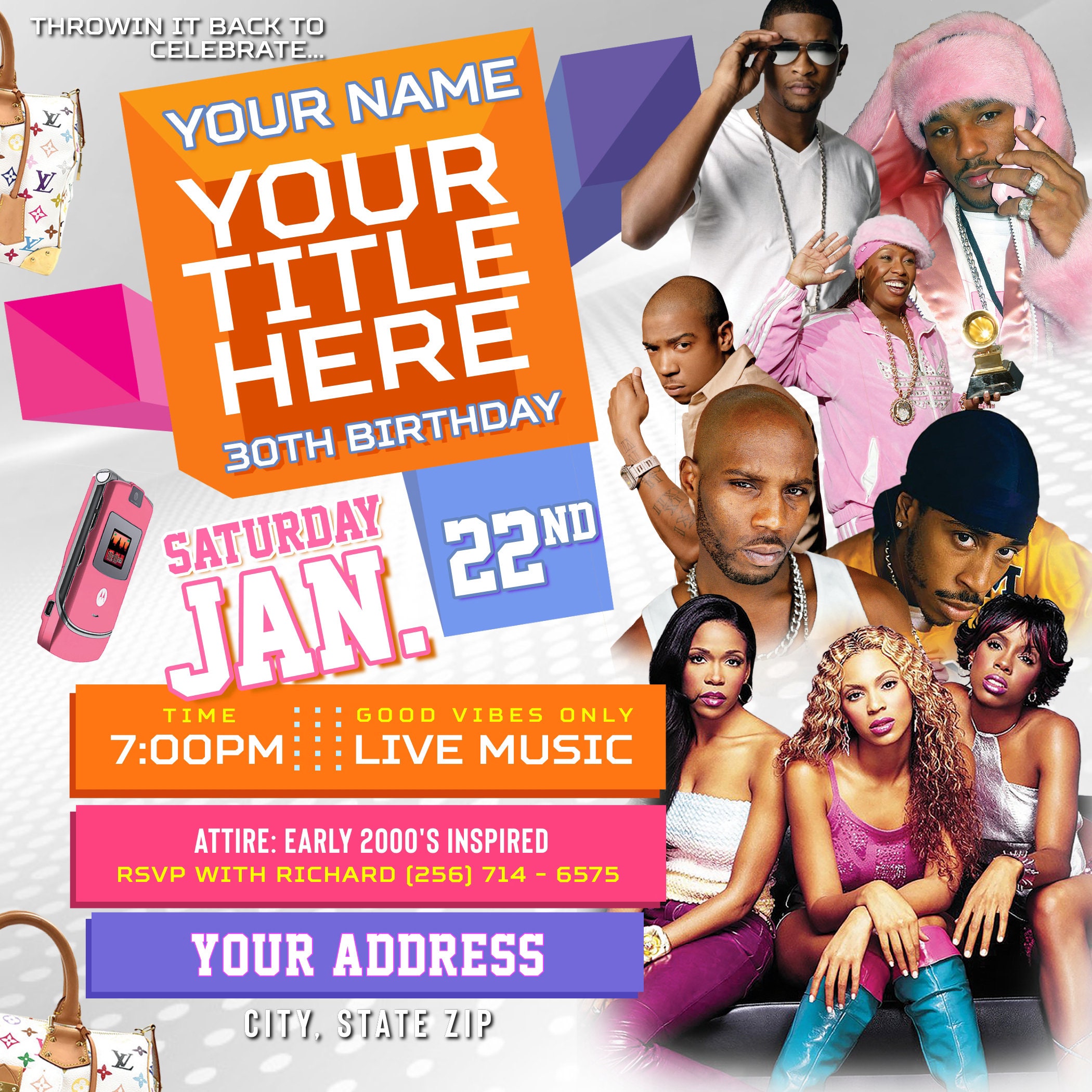 Digital Invitation 2000s Party Invitation, Blank 106 & Park Theme Party ...