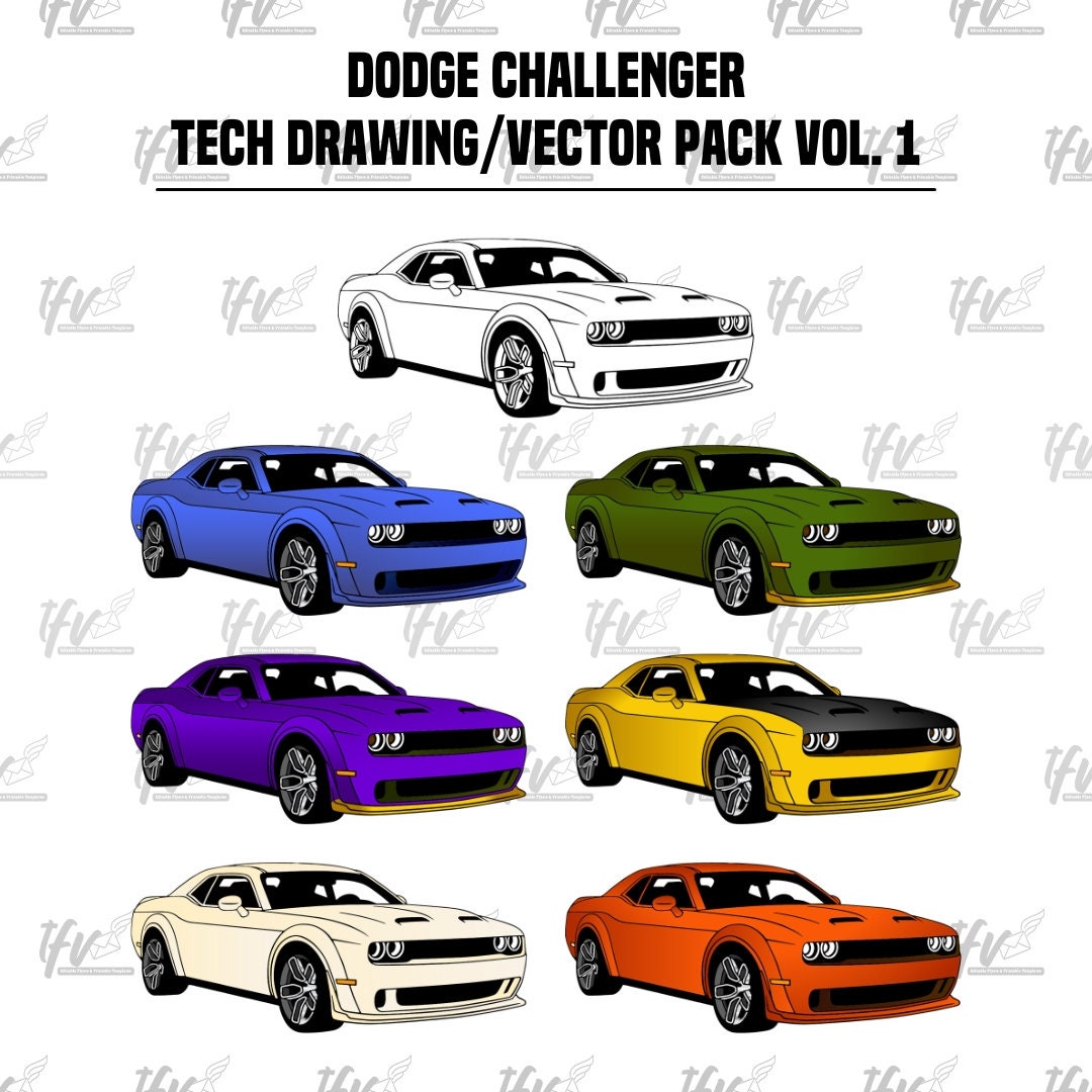 Dodge Challenger Png, Dodge Car Technical Drawing, Car Tech Pack, SVG ...