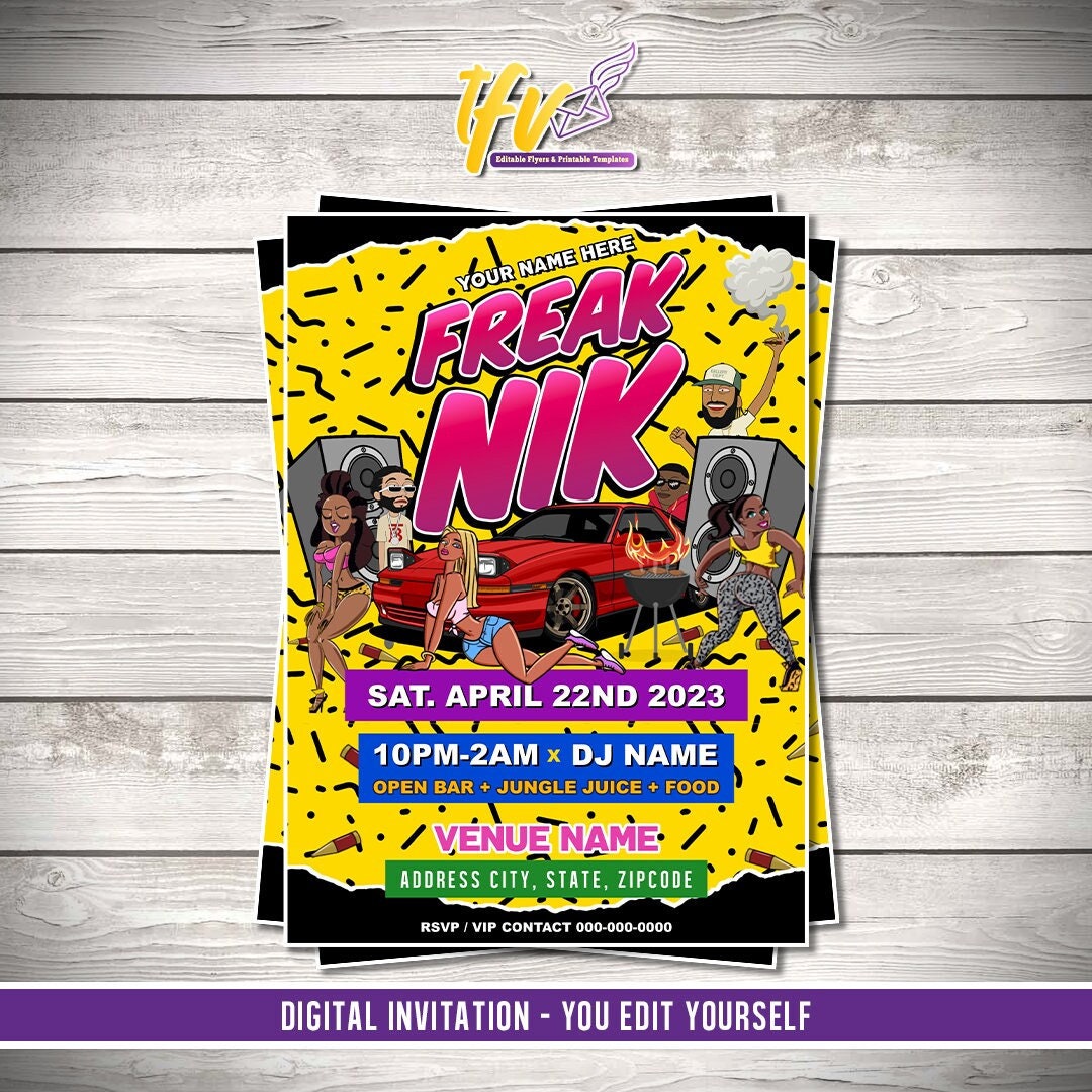 Freaknik Flyer, Freaknik, Freaknik Invitation, Freak Nik Flyer, Freak ...