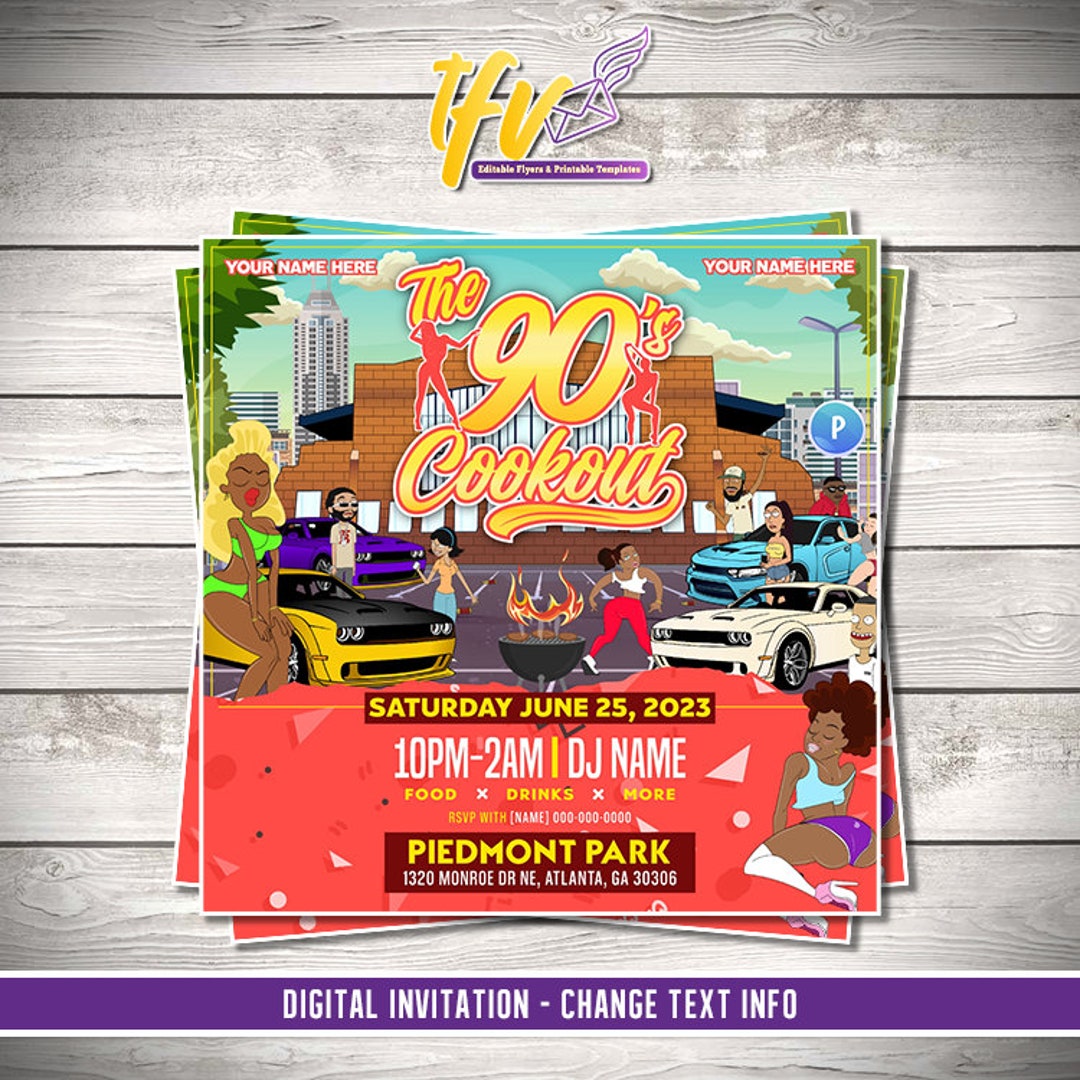 90s Cookout Flyer, 90s Cookout Party Flyer, 90s Cookout Invitation ...
