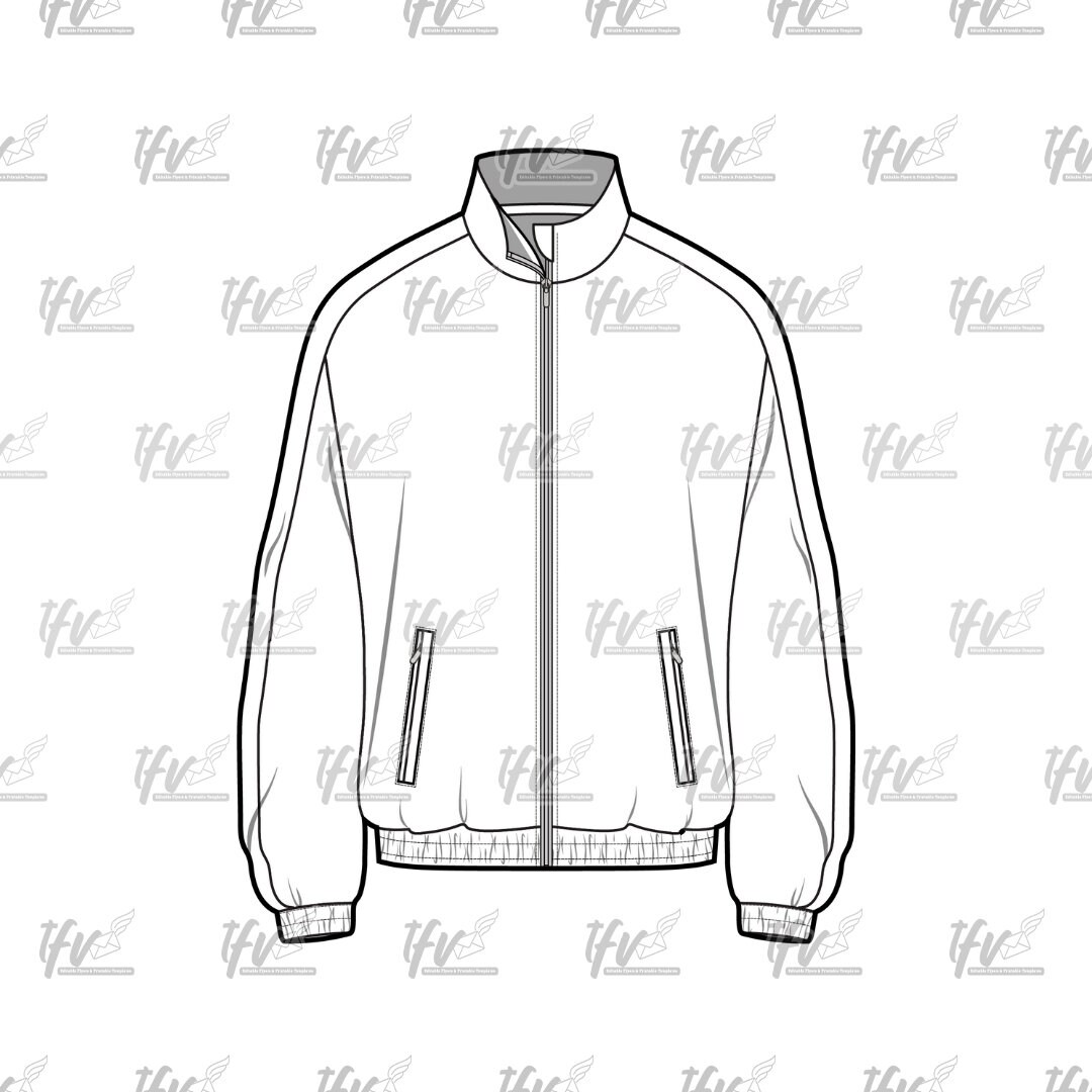 Track Jacket, Athletic Top Mockup, Apparel Mockup, Vector Illustration ...