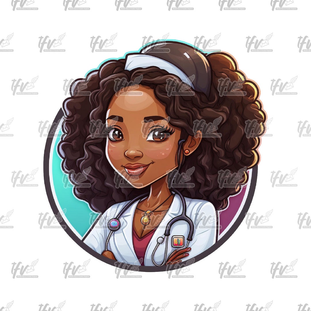 Black Doctor Png, Cute Black Woman, Cartoon Png, Black Nurse Png, Png ...