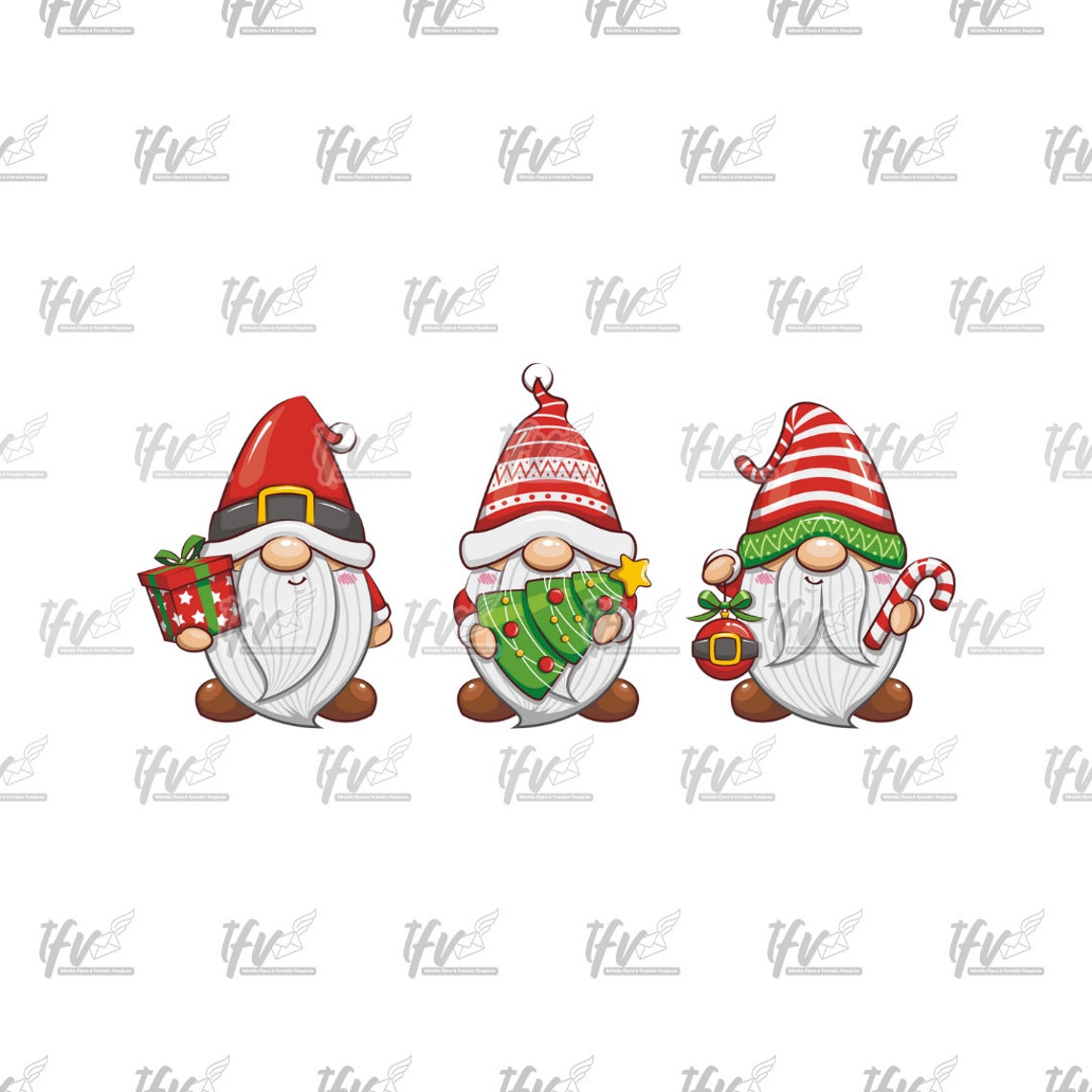 3 Christmas Gnome Set, Cute Clipart, Gnome Clip Art, Holiday, Christmas ...