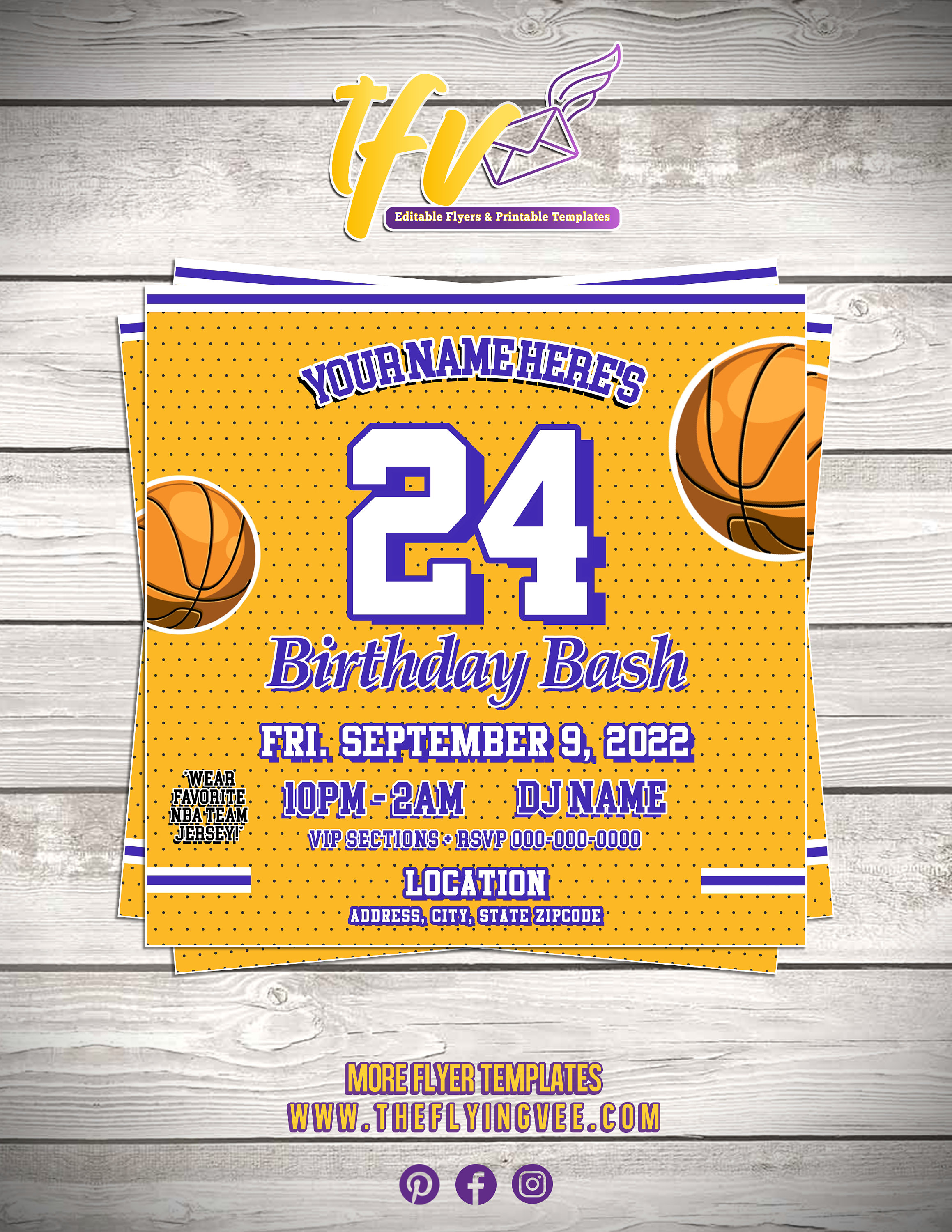 Digital Invitation Los Angeles Laker Theme Birthday Invitation ...