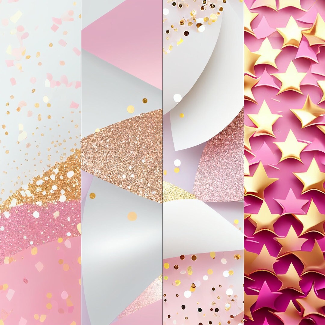 Pink Gold Digital Paper, Pink Digital Paper Bundle, Digital ...