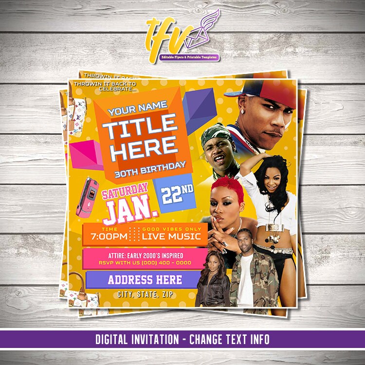 Early 2000s Themed Party Invitation Editable And Printable, 55% OFF