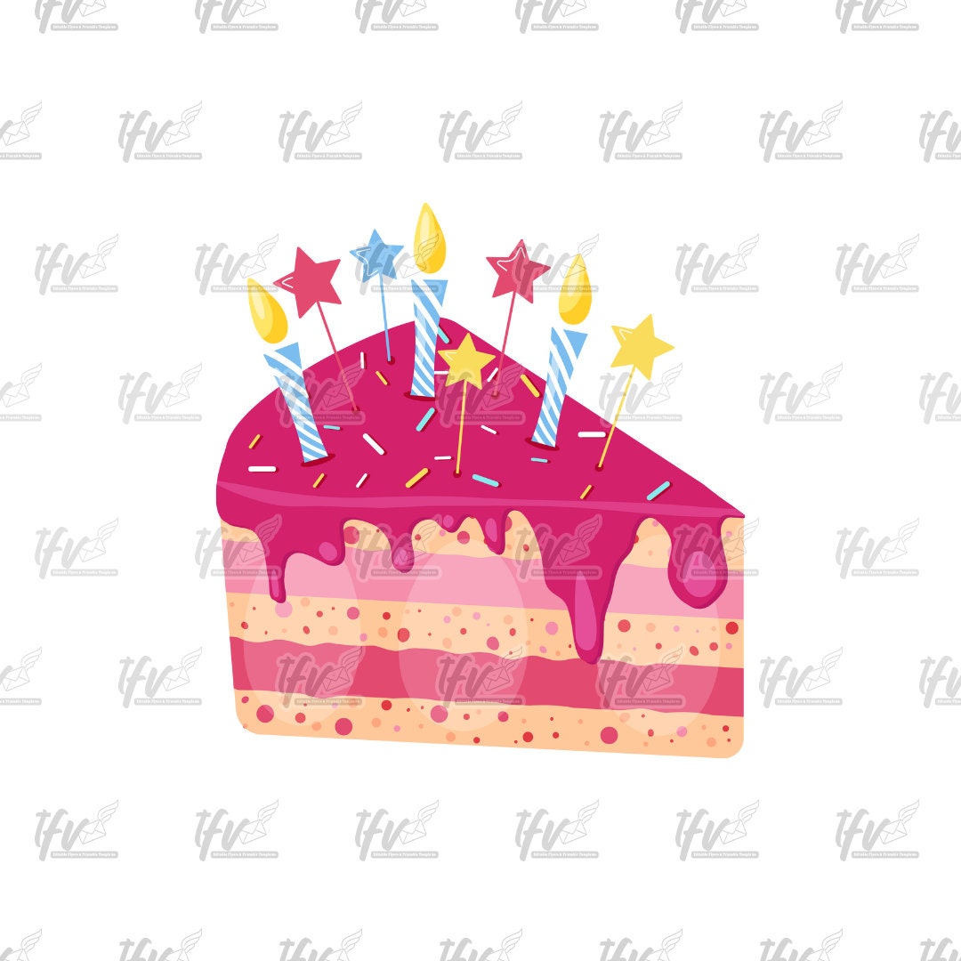 Slice of Birthday Cake Png, Pink Cake, Pink Cake Slice SVG, Birthday ...