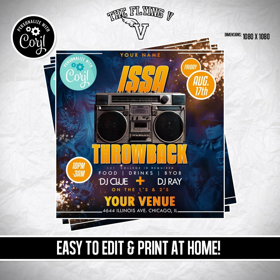 Editable It's A Throwback Hip Hop and R&B Party Flyer - Etsy