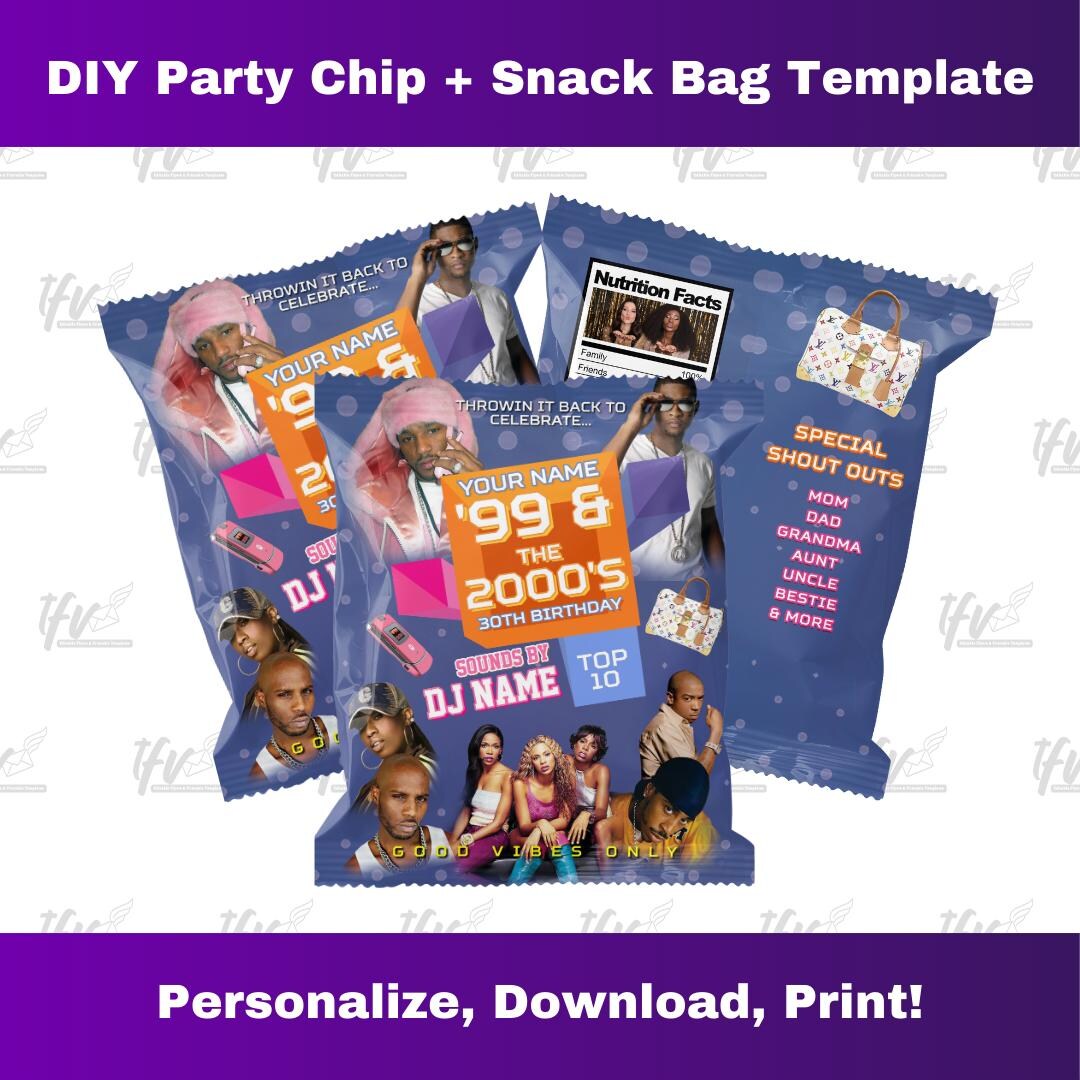 Custom Chip Bag, 2000s Party, Chip Bags, Chips, Party, 2000s Party Chip ...