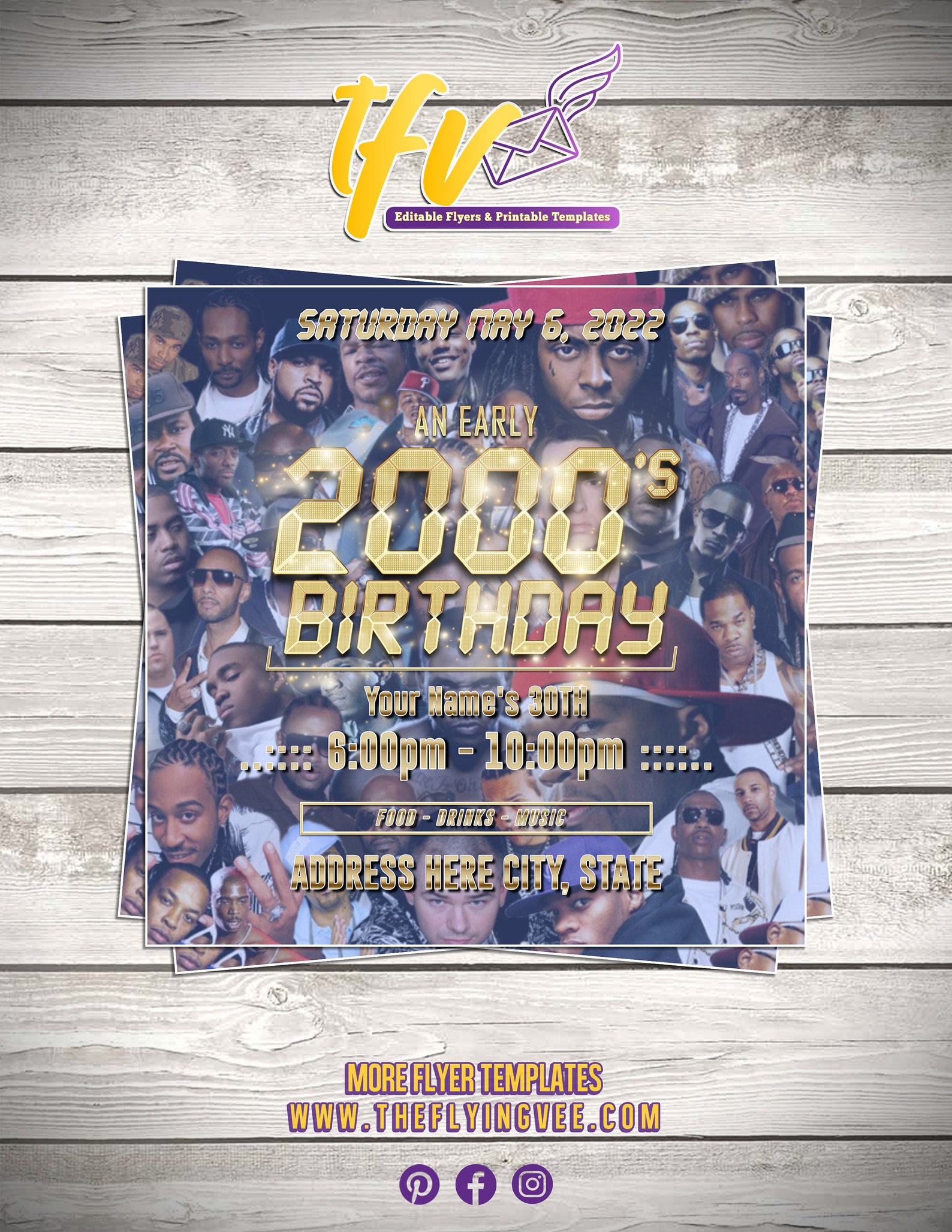 Customizable Digital Invitation, Early 2000s Party, All Hip Hop, Rapper ...