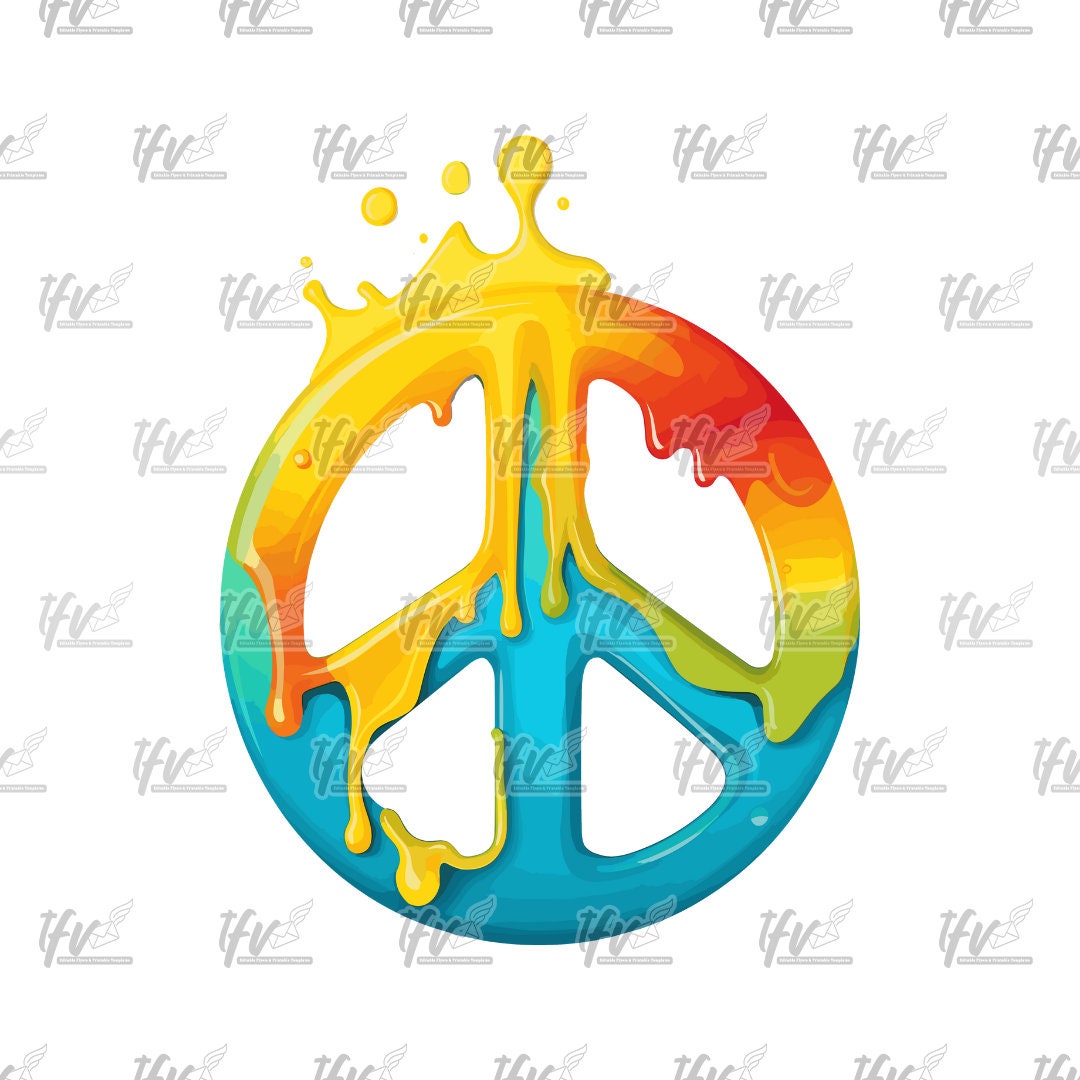 3D Peace Sign Clipart, Peace Sign PNG, Psychedelic Colors, Hippy Peace ...