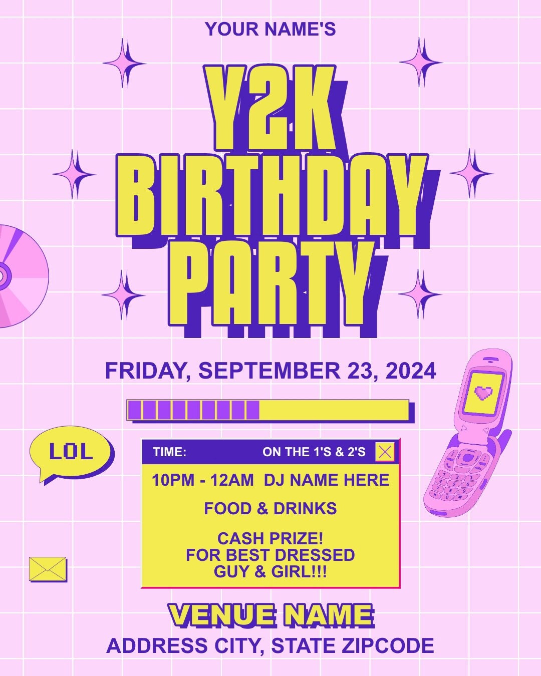 Cute Y2K Birthday Invitation, Early 2000s Birthday, 2000s Party ...