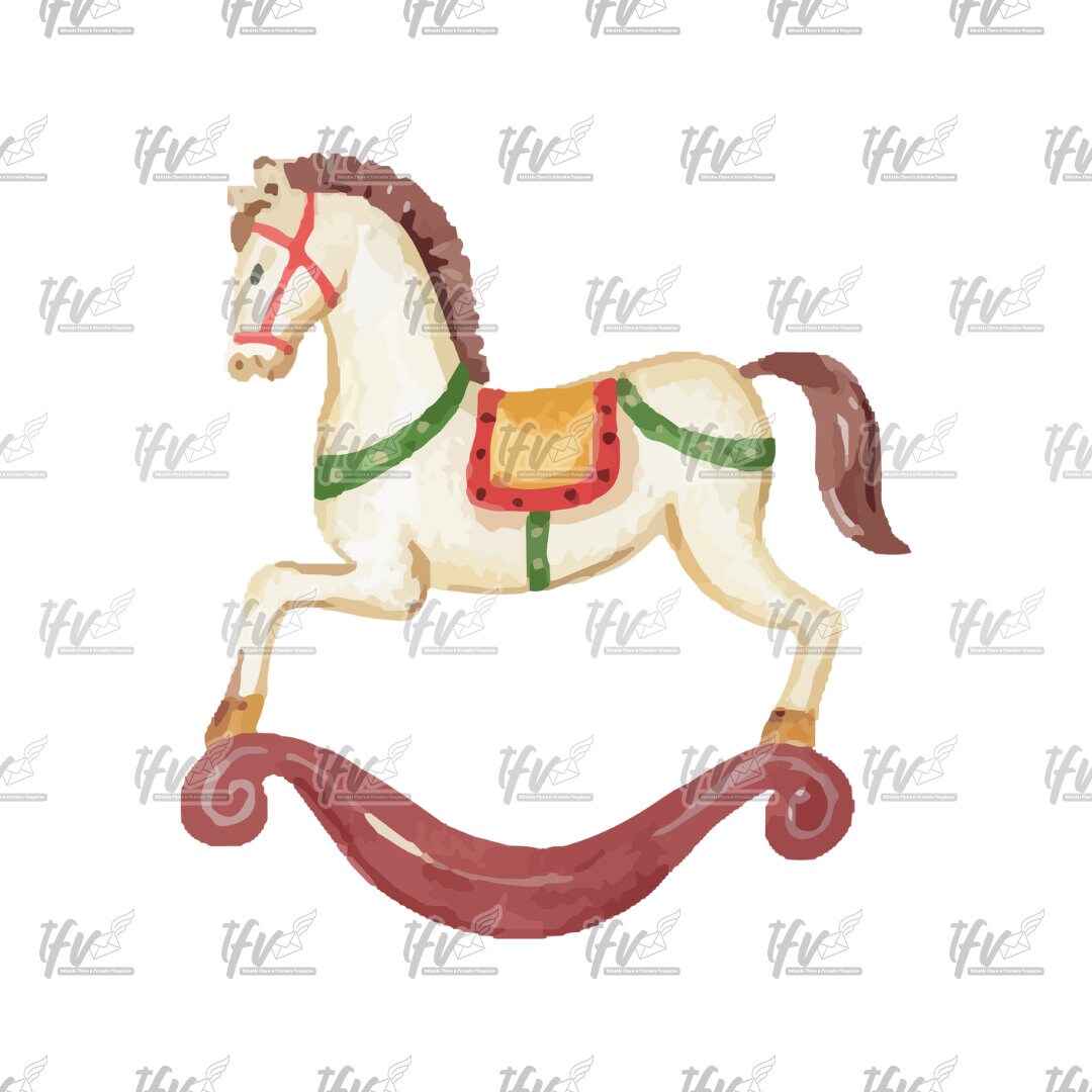 Toy Horse Clipart Horse Watercolor Vector Christmas Clip - Etsy