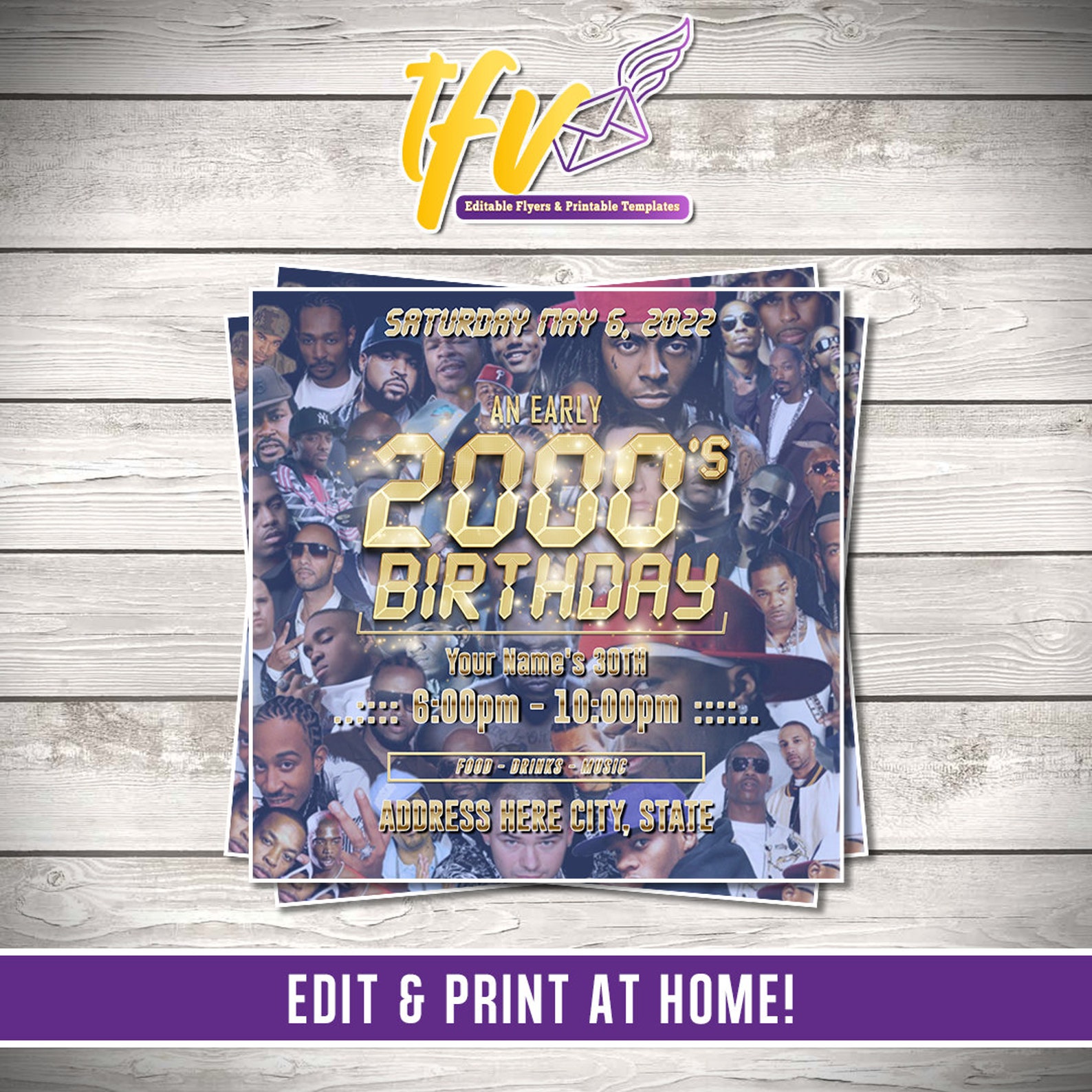 Customizable Digital Invitation, Early 2000s Party, All Hip Hop, Rapper ...