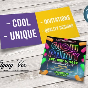 Editable Glow Party Flyer, Instant Download, Glow in the Dark ...
