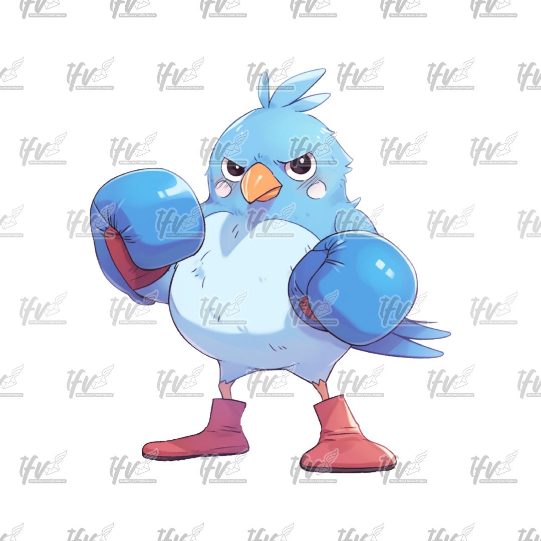 Twitter Mascot, Boxer Png, Boxer Bird, Bird Clip Art, Bird Logo Mascot ...