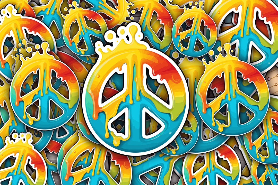 Dripping Rainbow Paint Peace Sign Sticker - Etsy