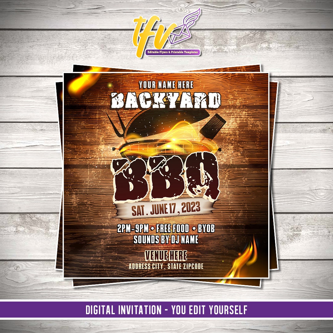 BBQ Invitation, Cookout, BBQ, Barbecue Flyer, Cookout Flyer, Summer ...