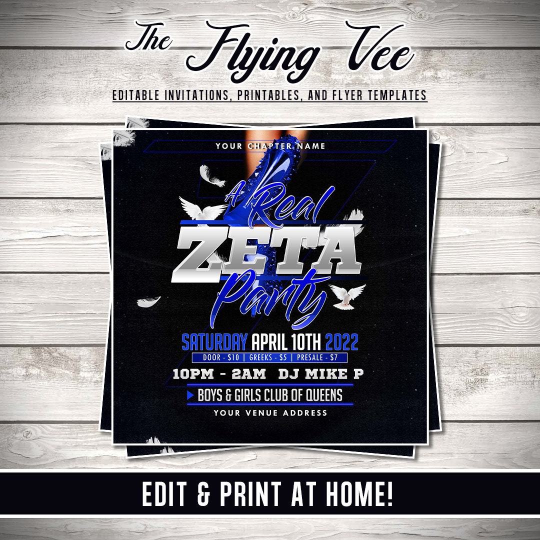 Editable Flyer Zeta Phi Beta Party Flyer Greek Sorority Flyer