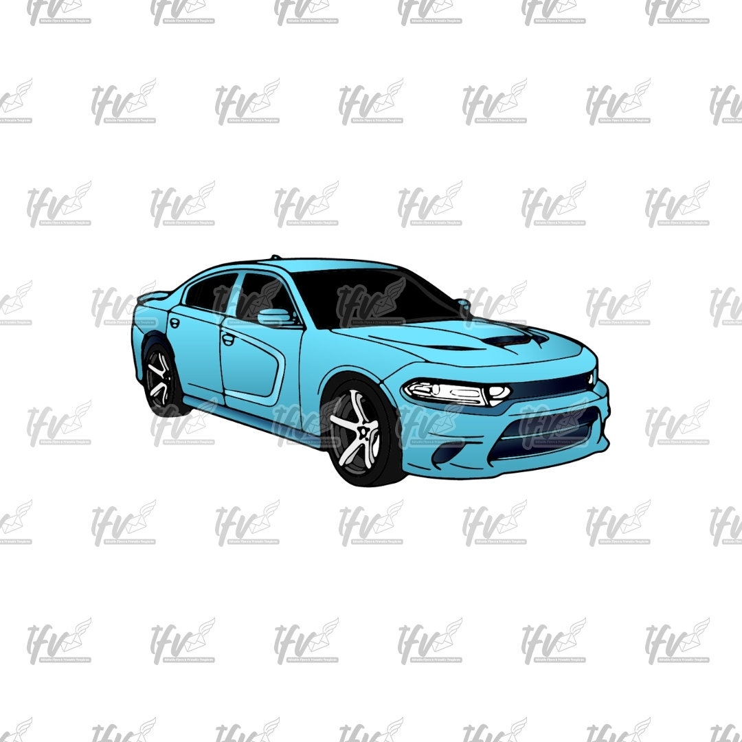 Dodge Hellcat, Dodge Charger Svg, Clipart Blue Charger, Charger Png ...