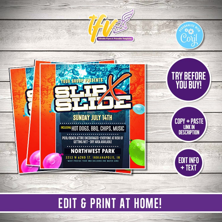 Slip X Slide Pool Party Invitation Water Party Invitation - Etsy