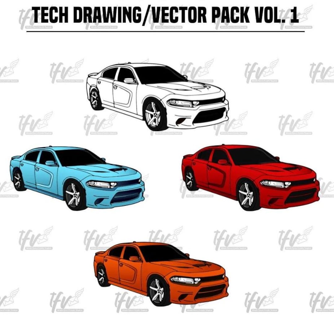 Car Art Bundle, Dodge Charger Png, Dodge Charger Svg, Car Drawing ...