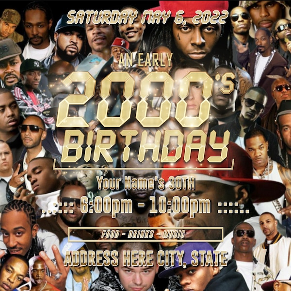 2000s Hip Hop Birthday Party Invitations - Etsy Hong Kong