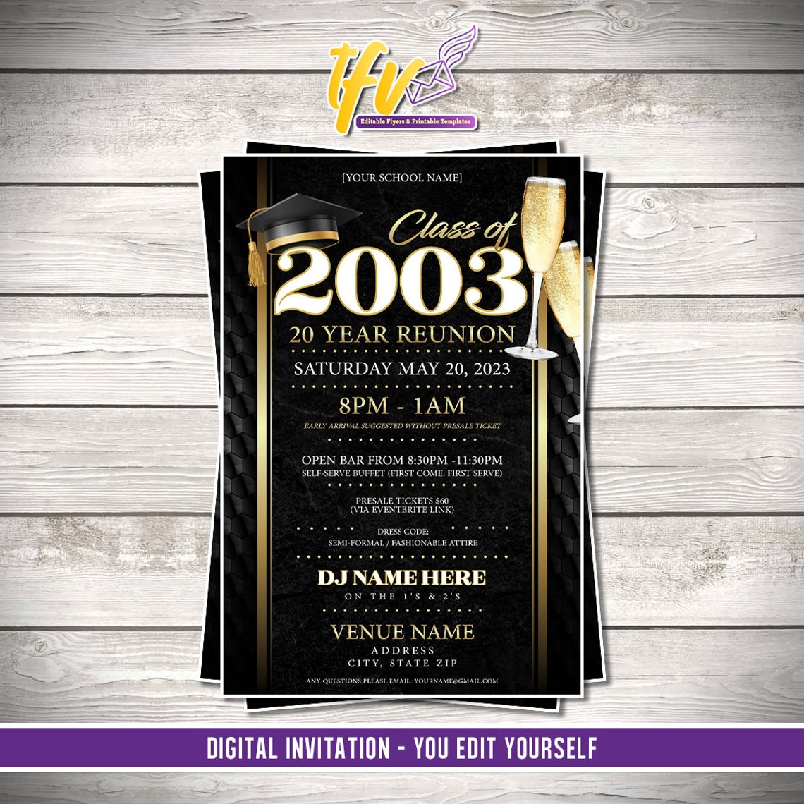 Class Reunion Flyer Template Class of High School Reunion Invitation ...