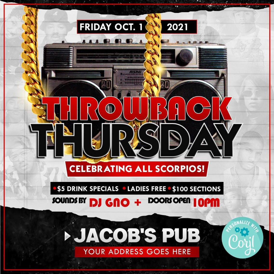 Digital Invitation Throwback Thursday Flyer 90s Hip Hop - Etsy