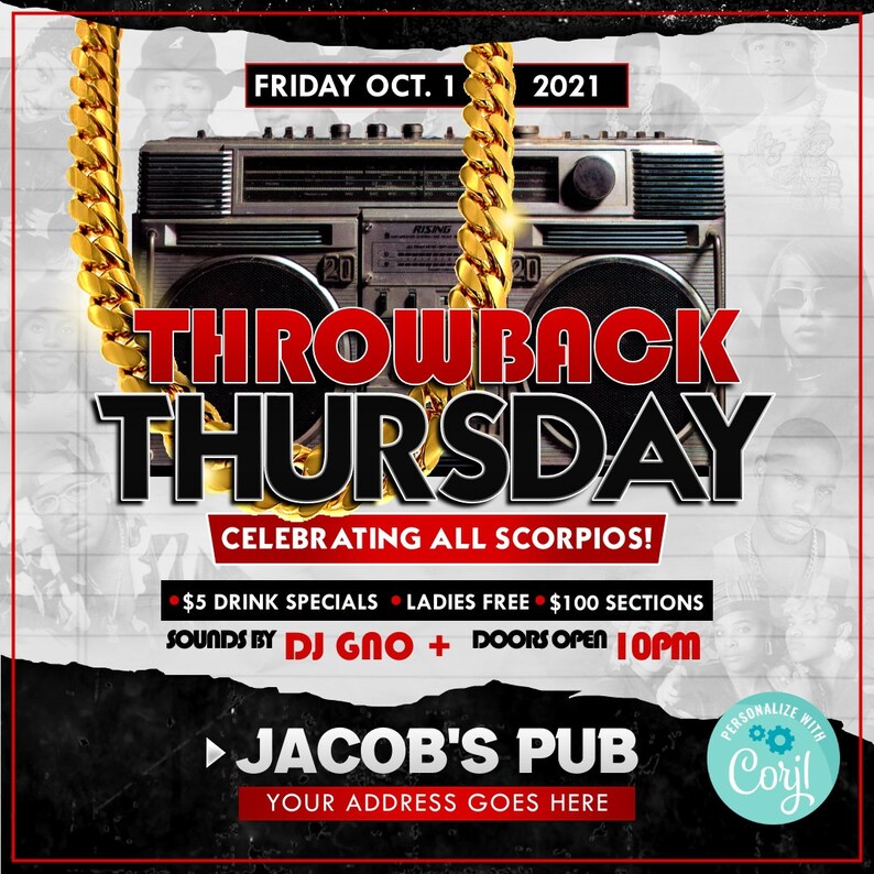 Digital Invitation Throwback Thursday Flyer 90s Hip Hop - Etsy