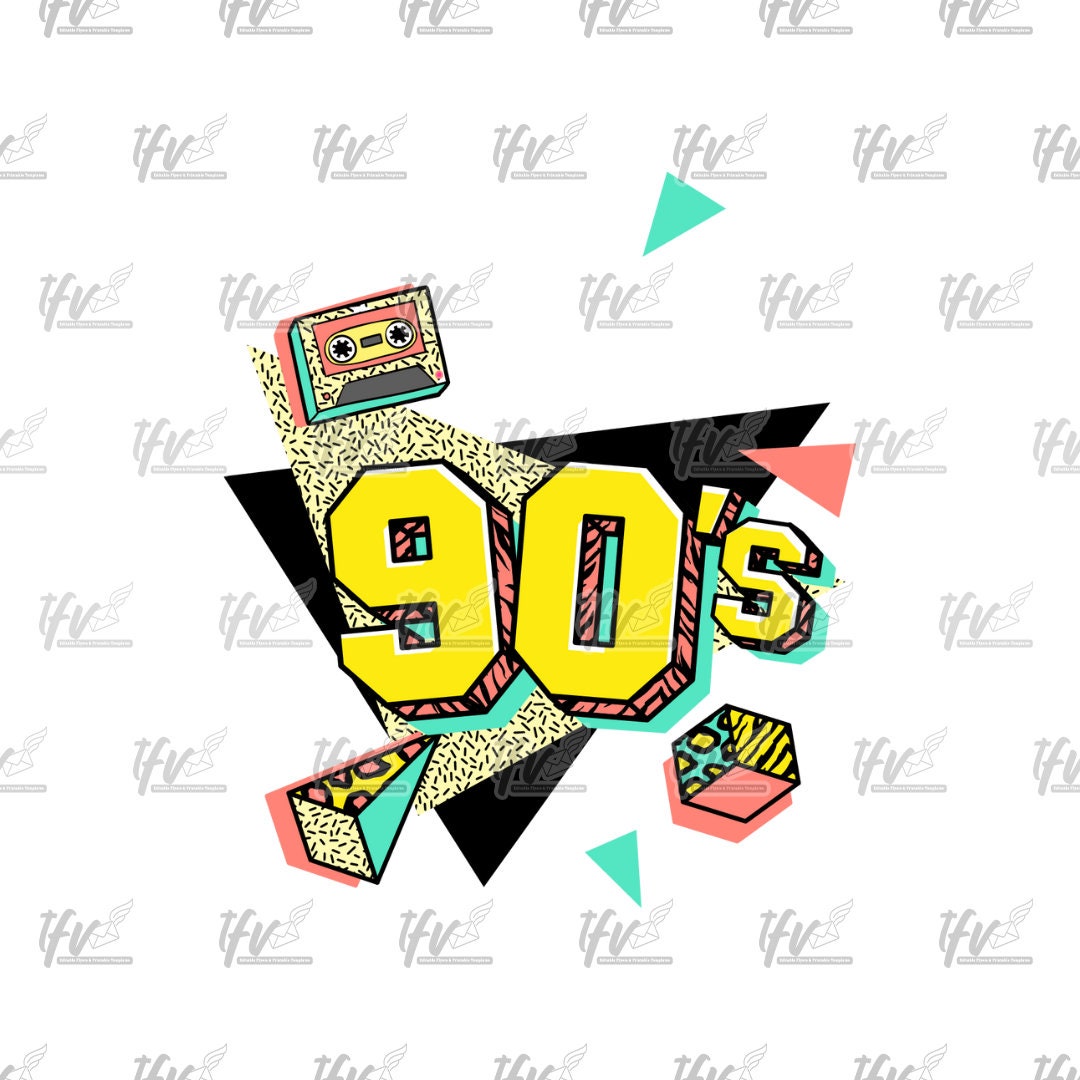 Yellow Retro 90s SVG, 90s Font, 90s Logo, Vintage 90s Png, I Love the ...